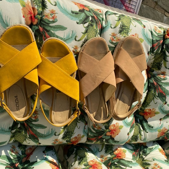 Soda | Shoes | Soda Sandals Yellow Mustard Tan Size 8 Adjustable Buckle ...